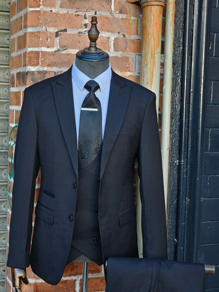 ARTHUR - BLACK DOUBLE BREASTED WAISTCOAT